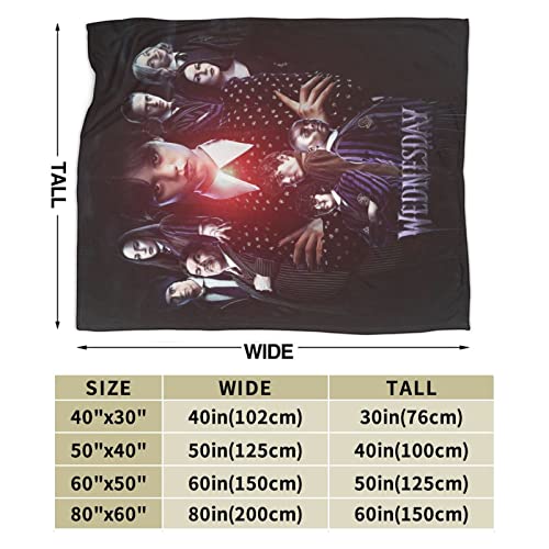 Wednesday Movie Ultra-Soft Micro Fleece Blanket 3D Fashion Print All Season Couch Sofa Warm Bed Throw Blanket Perfect for Kids Adults Family Birthday Gift 40"X30"