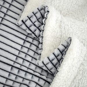 Cozy Bliss Grid Sherpa Blanket, Double Sided Fuzzy Soft Fleece Throw Blanket Cozy Plush Thick Ribbed Blanket for Couch Bed Sofa (Black Marl, 90 x 90)