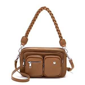 acuario small crossbody bags for women-pu leather handbag shoulder strap bags purses (22165-camel)