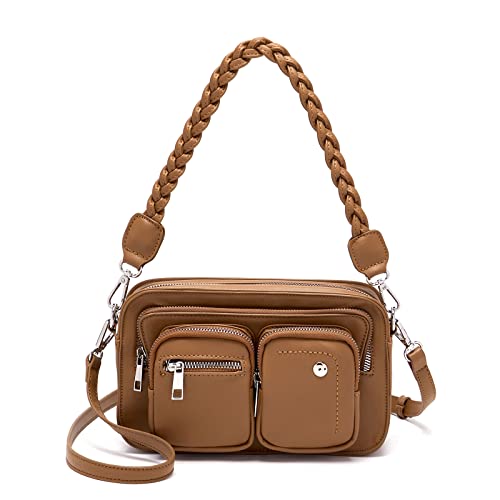 ACUARIO Small Crossbody Bags for Women-PU Leather Handbag Shoulder Strap Bags Purses (22165-Camel)