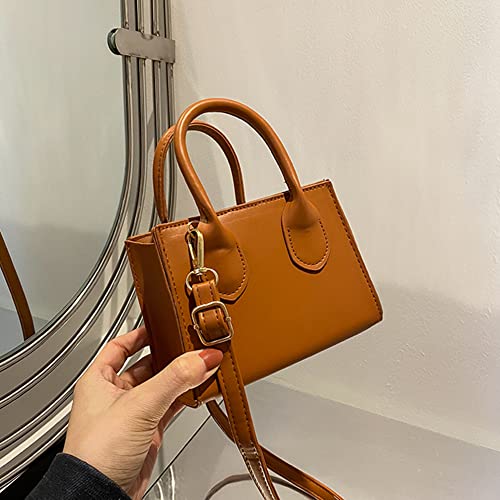 Crossbody Bags For Women,Fashion Women Leather Mini Shoulder Messenger Bag Top-handle Handbag Tote Phone Holder Female Satchel Small Purse, Light Brown