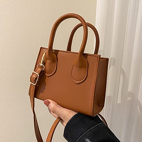 Crossbody Bags For Women,Fashion Women Leather Mini Shoulder Messenger Bag Top-handle Handbag Tote Phone Holder Female Satchel Small Purse, Light Brown