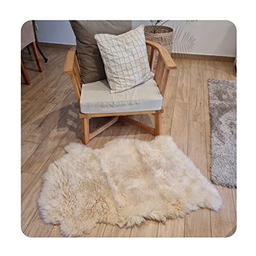 LeMirk Genuine Sheepskin Rug, Argentine Natural Sheepskin Throw,Luxury Fluffy Sheepskin Seat/Chair Cover, Real Shearling Rug Soft, Lambskin Rug for Bedroom Living Room, Ivory White