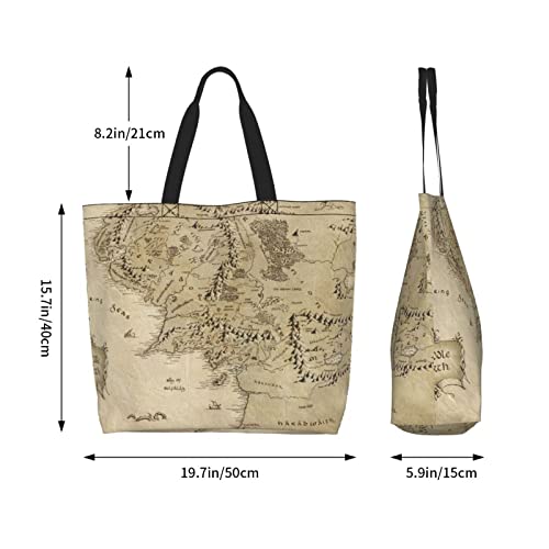 Middle Earth Map Tote Bag For Women,Womens Tote Bags,Waterproof Tote Purse for Teacher,Gym,Work,School with interior Pocket