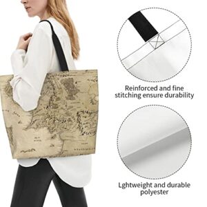 Middle Earth Map Tote Bag For Women,Womens Tote Bags,Waterproof Tote Purse for Teacher,Gym,Work,School with interior Pocket