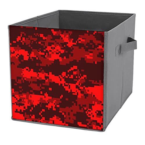 Red Camouflage Collapsible Storage Bins Basics Folding Fabric Storage Cubes Organizer Boxes with Handles