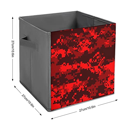 Red Camouflage Collapsible Storage Bins Basics Folding Fabric Storage Cubes Organizer Boxes with Handles