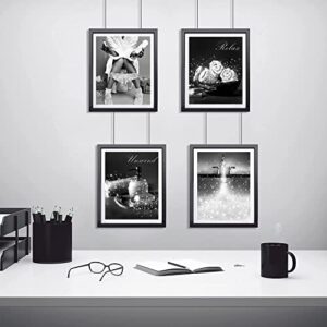 UKZMN Fashion Wall Art Bathroom Decor Glam Glitter Art Prints Balck and White Bathroom Artwork for Wall Black and White Modern Women Funny Bathroom Wall decor Painting Wall Art For Living Room Set of 4 (black, 8*12 Unframed)