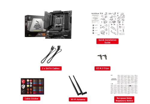 MSI MAG B650M Mortar WiFi Gaming Motherboard (AMD AM5, mATX, DDR5, PCIe 4.0, M.2, SATA 6Gb/s, USB 3.2 Gen 2, HDMI/DP, Wi-Fi 6E, AMD Ryzen 7000 Series Desktop Processors)