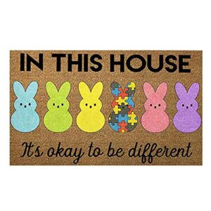 tunkence easter doormat rabbit decorative doormat welcome bunny doormat spring doormat funny front door mat non slip rug for easter outdoor/indoor farmhouse patio home decor 16 x 24 inch