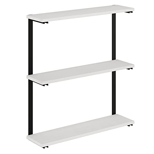 Wallniture Tivoli 24" Bathroom Shelves, Floating Shelves for Wall Decor, Wall Bookshelf Living Room Decor, Kitchen White Shelves for Wall, 3-Tier White Wall Shelves for Bedroom