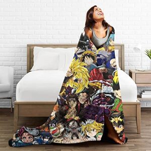 Anime Characters Super Soft Flannel Throw Blanket Warm Cozy Flannel Blanket Lightweight Shaggy Air Conditioner Blankets Apply to Couch Bed Office Etc Blanket 80"x60"