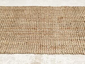 Natural Jute Boucle 2x3' Doormat, Hand Woven & Reversible for Living Room Kitchen Entryway Rug, Jute Burlap Braided Rag Rug, Farmhouse Rag Rug, Rustic Rug, Natural Look Rug