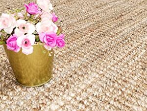 Natural Jute Boucle 2x3' Doormat, Hand Woven & Reversible for Living Room Kitchen Entryway Rug, Jute Burlap Braided Rag Rug, Farmhouse Rag Rug, Rustic Rug, Natural Look Rug