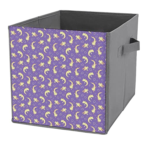 Cute Axolotl1 Collapsible Storage Bins Basics Folding Fabric Storage Cubes Organizer Boxes with Handles