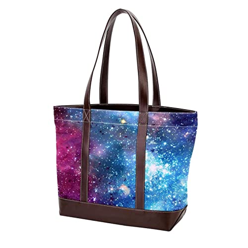 TBOUOBT Handbags for Women Fashion Tote Bags Shoulder Bag Satchel Bags, Galaxy Space Universe Purple Blue