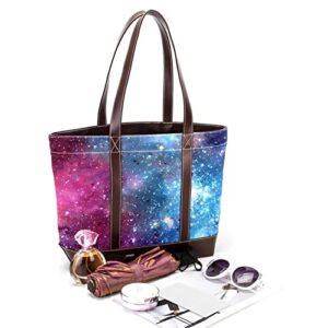 TBOUOBT Handbags for Women Fashion Tote Bags Shoulder Bag Satchel Bags, Galaxy Space Universe Purple Blue