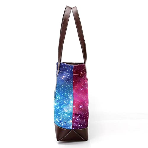 TBOUOBT Handbags for Women Fashion Tote Bags Shoulder Bag Satchel Bags, Galaxy Space Universe Purple Blue