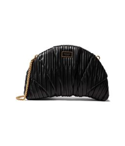 kate spade new york patisserie pleated smooth leather 3-d croissant clutch black one size