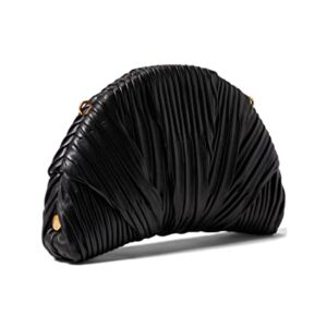 Kate Spade New York Patisserie Pleated Smooth Leather 3-D Croissant Clutch Black One Size