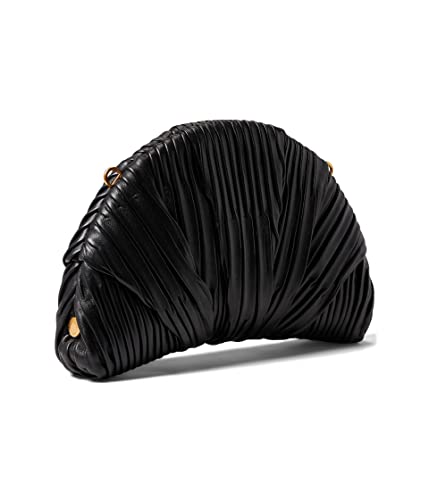 Kate Spade New York Patisserie Pleated Smooth Leather 3-D Croissant Clutch Black One Size