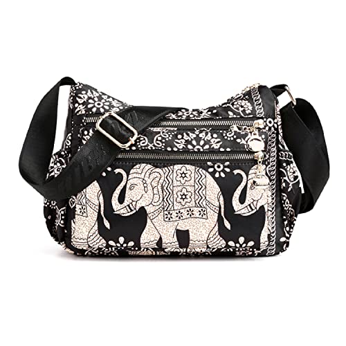 LUPBOK Women Elephant Hobo Shoulder Bag Multi Pocket Casual Crossbody Bag Lightweight Cross-Body Handbags Side Bag