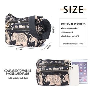 LUPBOK Women Elephant Hobo Shoulder Bag Multi Pocket Casual Crossbody Bag Lightweight Cross-Body Handbags Side Bag