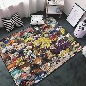 anime characters area rugs 60×39 inches anti-slip door mat, ultra soft fuzzy outdoor/indoor fluffy carpet large floor rug for bedroom living room dorm nursery kitchen home decor