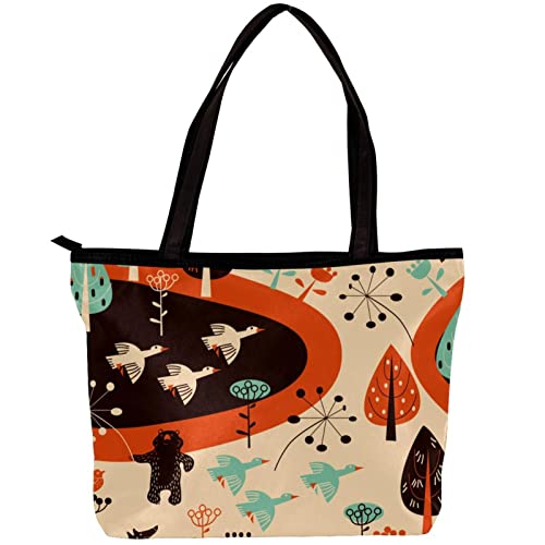 Tote Bag Women Satchel Bag Handbag Stylish Tote Handbag for Women Hobo Bag Fashion Crossbody Bag, Cartoon Animal Fox Bear Bird Lovely Forest