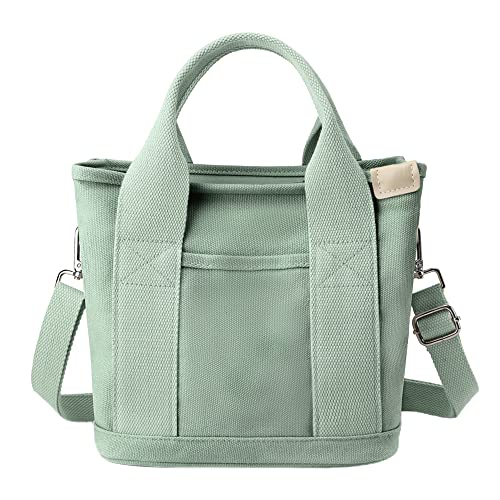 Canvas Tote Bag for Women Stylish Crossboy Handbag Casual Hobo Bag Top Handle Satchel with Multiple Pockets (A-Green)