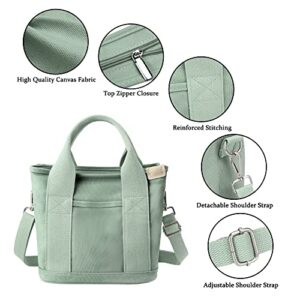 Canvas Tote Bag for Women Stylish Crossboy Handbag Casual Hobo Bag Top Handle Satchel with Multiple Pockets (A-Green)