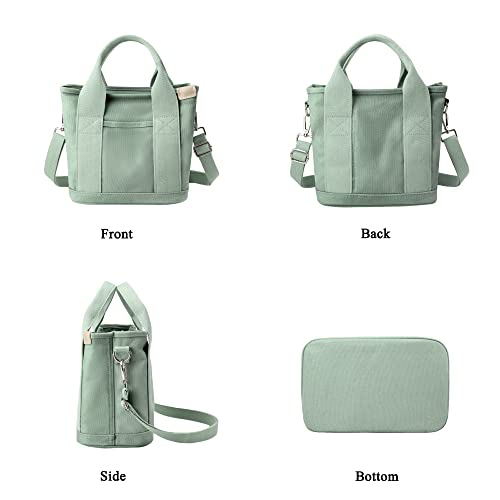 Canvas Tote Bag for Women Stylish Crossboy Handbag Casual Hobo Bag Top Handle Satchel with Multiple Pockets (A-Green)