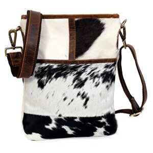 upcycled cowhide hair on leather crossbody bag for women’s