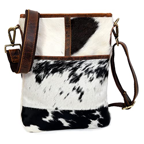 Upcycled Cowhide Hair On Leather Crossbody Bag for Women's