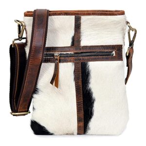 Upcycled Cowhide Hair On Leather Crossbody Bag for Women's