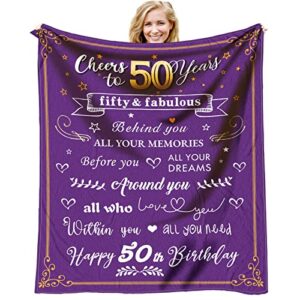 50th birthday gifts blanket for women, 50 birthday gifts for mom or wife, 1973 birthday gift ideas for women, 50 year old gifts for women turning 50, cozy & soft flannel throw blanket 60 x 50 inch