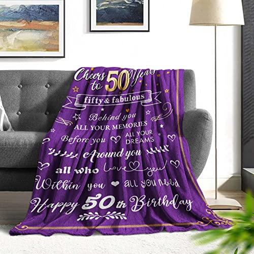 50th Birthday Gifts Blanket for Women, 50 Birthday Gifts for Mom or Wife, 1973 Birthday Gift Ideas for Women, 50 Year Old Gifts for women Turning 50, Cozy & Soft Flannel Throw Blanket 60 x 50 inch