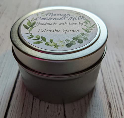 Mango Coconut Milk Delectable Garden Handmade Aromatherapy Natural Scented Soy Candle- 4 oz. Clean Burning.