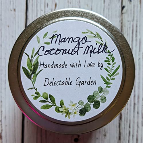 Mango Coconut Milk Delectable Garden Handmade Aromatherapy Natural Scented Soy Candle- 4 oz. Clean Burning.