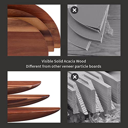 Unique Half Round Wall Floating Shelves Arc Bottom Design, Set of 3, Elegant Display & Organizer Semicircle Wall Shelf Decor w/Invisible Brackets, Rustic Wood Shelf Decorate Plant Books Small Artwork