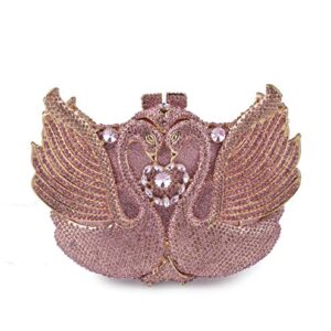 Luxury Glitter Clutch Purse Swans Heart Crystal Bling Evening Bags for Women Shining Shoulder Bags Crossbody Bags (Multi-color)