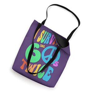 Retro I SURVIVED My SIXTIES TWICE 70th Birthday Joke 60s Tote Bag