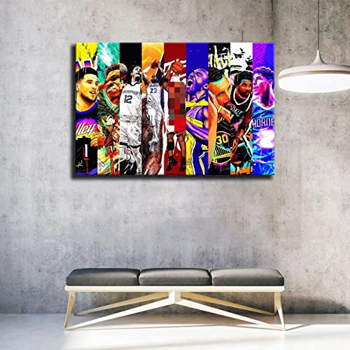 Basketball Poster Super Star Players Posters Print Canvas Wall Art Decor for Boys Room Bedroom Christmas Gifts NOUCAN (16x24inch-Unframe,basketball)