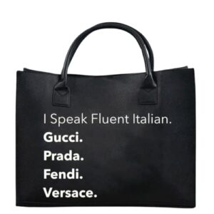 la | tc modern vegan tote – fluent italian (black)