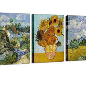 AnZhongArt van gogh canvas wall art -canvas art-van gogh -Sunflower Pictures-Bathroom living room bedroom wall art decoration 12"x16"x3 Piece