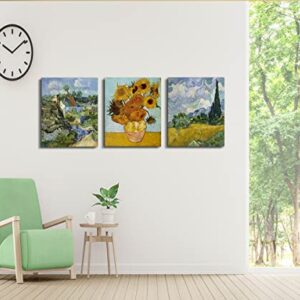 AnZhongArt van gogh canvas wall art -canvas art-van gogh -Sunflower Pictures-Bathroom living room bedroom wall art decoration 12"x16"x3 Piece