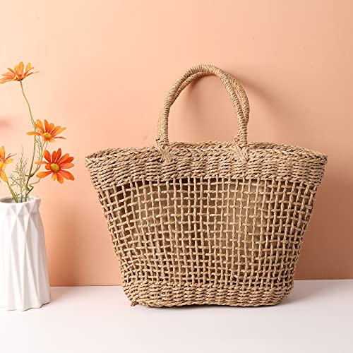 Give yibao Summer Rattan Bag for Women Handmade Woven Mini Straw Totes Bags Retro Shoulder Bag with Inner Pocket Shoulder Bag