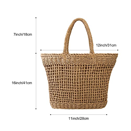 Give yibao Summer Rattan Bag for Women Handmade Woven Mini Straw Totes Bags Retro Shoulder Bag with Inner Pocket Shoulder Bag