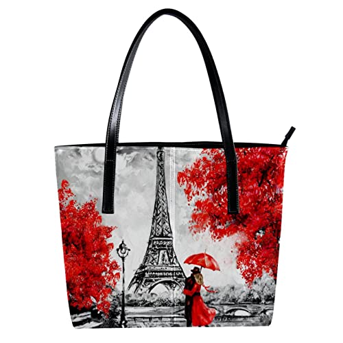 Tote Bag Women Satchel Bag Handbag Stylish Tote Handbag for Women Hobo Bag Fashion Crossbody Bag, Vintage Art Paris Eiffel Tower Couple