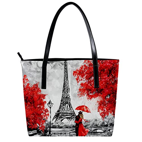 Tote Bag Women Satchel Bag Handbag Stylish Tote Handbag for Women Hobo Bag Fashion Crossbody Bag, Vintage Art Paris Eiffel Tower Couple